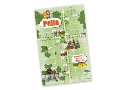 Pella Downtown Caricature Map | Clay Township Design Co.